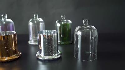 China Ins Hot Selling Glass Candle Jar with Bell Cloche Dome Glass Lid  Luxury Multiple Color Scented Wax Cup Candle Holder for sale