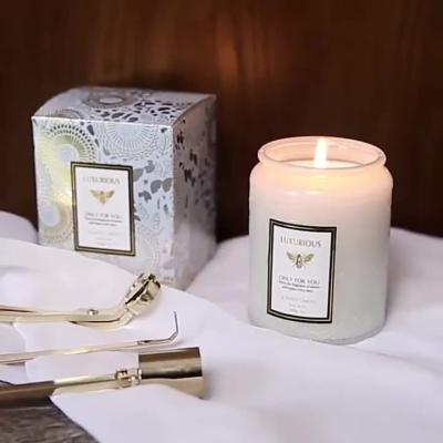 China Supplier Cute Empty Luxury Glass Candle Jar with Metal Lids for Candle Making for sale