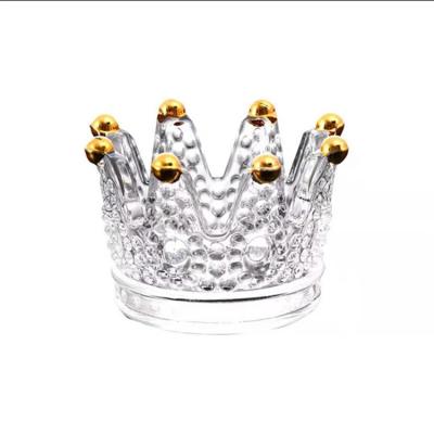 China crown ashtray candle jar european vintage candle holder women style mini glass candle holder for sale