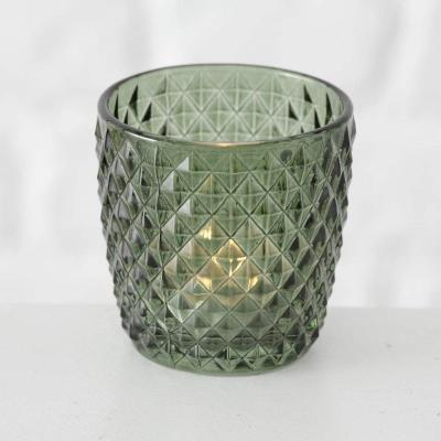 China nordic pineapple refillable scented striped frosty sustainable glass candle jar for sale