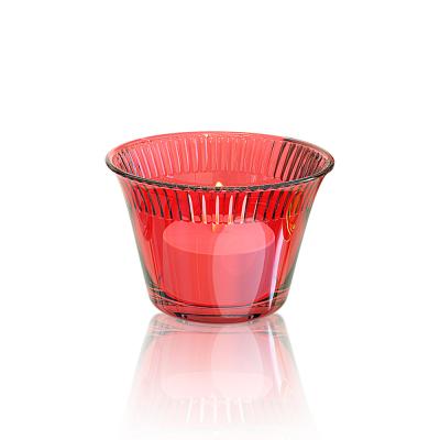 China JoeForG 2021 Romantic design stackable glass candle jar with round bottom and regular pattern for sale