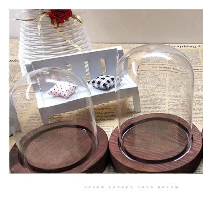 China food storage tank Packing wind proof sealed box bedroom base dome dustproof cake plate glass cover for sale