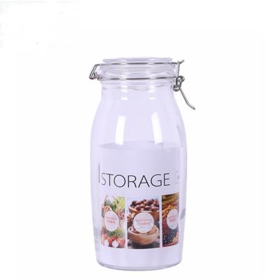 China water pineapple pulp yogurt cream glass storage tank round clear food grade honey storage bottle and jars for sale