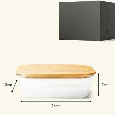 China Wholesale Oven Safe Glass Vacuum Food Lasagna Container Storage Airtight with Bamboo Lid for sale