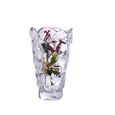 China cylinder new trend clear classic elegant handmade rose home decor crystal glass flower vase for sale