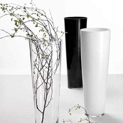 China 50 cm conical cylinder clear big waist custom home decor spiral living room glass vase for sale