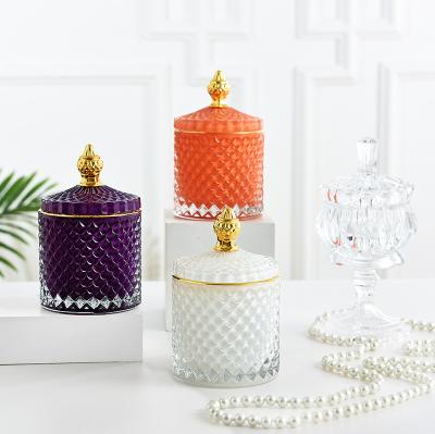 China Candle Jars Decorative with Lid Domed Coloured Glass Luxury Elegant Christmas Weddings ZT0111-5 CN;JIA for sale