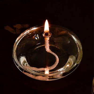 China apothecary borosilicate one wick heat resistant empty stemless candle vessel jars glass Oil lamp for sale