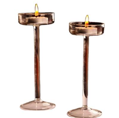 China Romantic Valentine's day candle stick high quality no-slippery  round crystal glass candle holder for sale