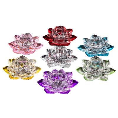 China India mini Lotus manufacturer portable glass candle holders for sale