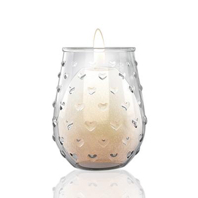 China Joeforg 2021 Simple Design Love Embellishment Empty Candles Round Shaped Candle Jars Glass Home Decoration Christmas Clear for sale