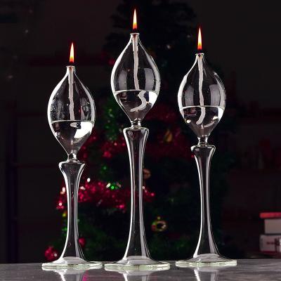China Wholesale New Design and High Quality Hand Blown Glass Decor Pillar Holder Oil Lamp with Competitive Price for sale