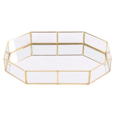 China Nordic storage gold tray simple jewelry cosmetics decoration antique copper strip tea tray for sale