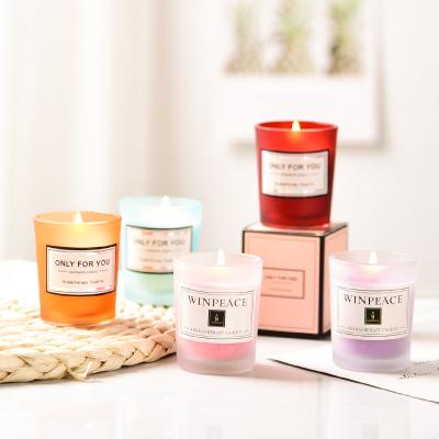 China Hotel birthday candle wax exquisite gift customization Romantic glass scented candle smokeless for sale