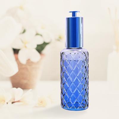 China JoeForG 60ml Round bottom argyle pattern Cosmetic packaging bottle wholesale perfume glass bottle for sale
