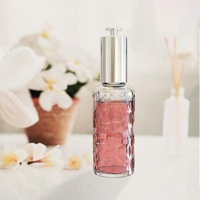 China JoeForG wholesale 60ml Round bottom Water droplets pattern Cosmetic packaging bottle perfume glass bottle with lid for sale