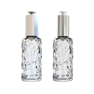 China JoeForG 60ml Round bottom seed pattern Cosmetic packaging bottle wholesale perfume glass bottle with lid for sale