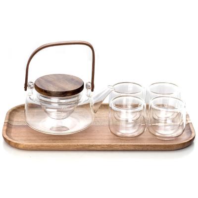 China 1600ml thickened double glass teapot removable bubbler top safety teapot set for sale