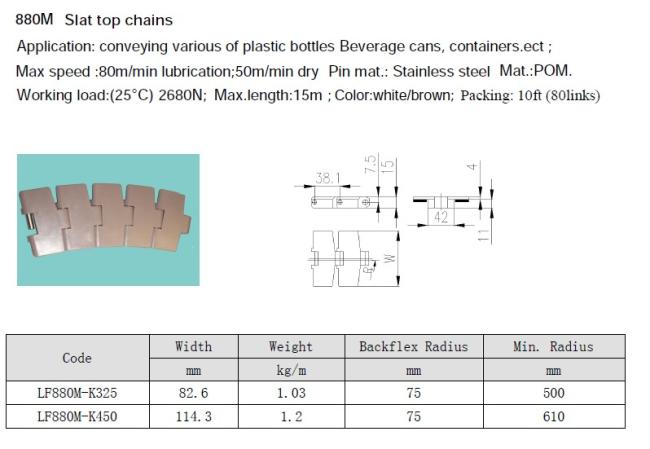 LF880M-K325 MAGNETIC SIDE FLEX CONVEYOR TOP CHAINS 