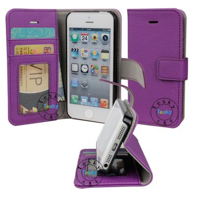 China Smartphone leather wallet case for iphone 5/5s ,various colors available for sale