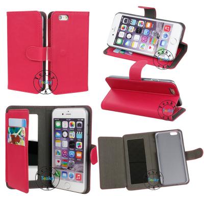 China Iphone 6 wallet cases Luxury Wallet PU Leather Case  Built-in Card Slot with mirror for sale