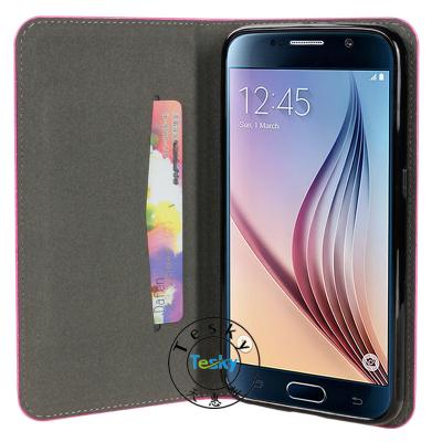 China flip cases for samsung s6 with ID card slot and magnetic closure ，OEM and ODM welcome for sale
