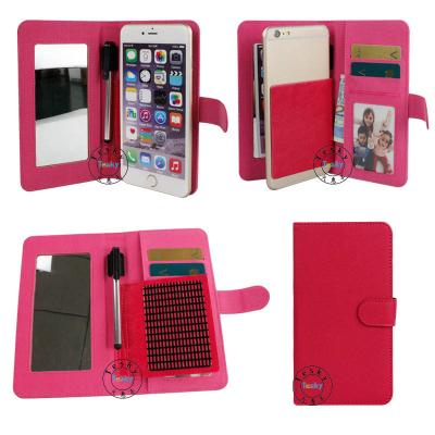 China universal leather mobile case with  mirror for iphone6 ，OEM and ODM welcome for sale