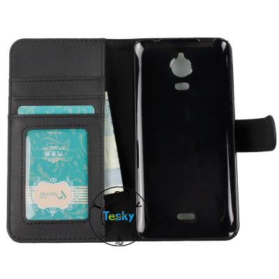 China Leather Wallet Book Cover with Stand Feature and Credit Card ID Holders for Wiko wax for sale