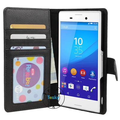 China [Book Cover Case] Leather Wallet Cover with STAND Flip Cover and [Card Slots] for sony M4 for sale