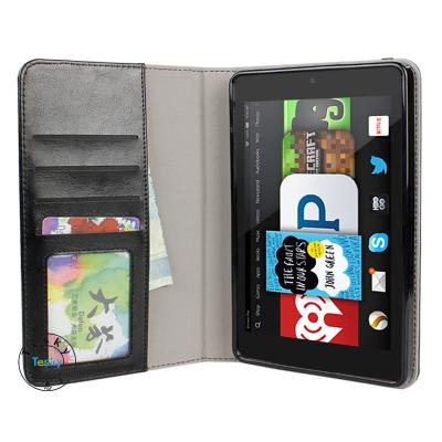 China multi-function leather tablet book cases with wallet card slots for Frie HD 6 folio cases for sale