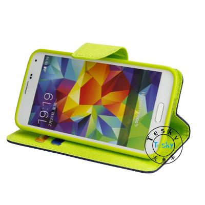 China Contrast color leather folio cases for samsung S5，OEM and ODM welcome for sale