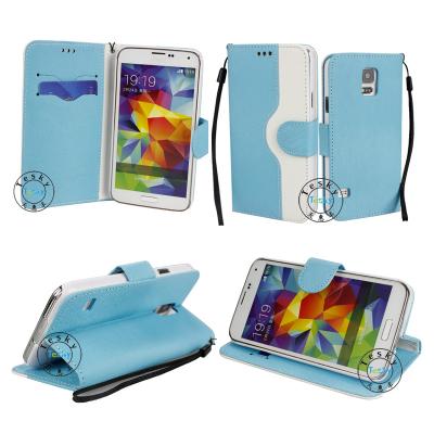 China Contrast color leather wallet  cases for samsung S5，OEM and ODM welcome for sale