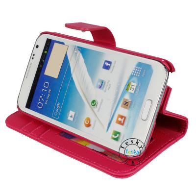 China leather wallet cases for samsung note2  flip  folio cases for sale