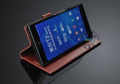 China Pu leather smartphone cases for sony xperia T2 for sale
