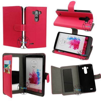 China Protective PU leather wallet case for LG G3 with mirror for sale