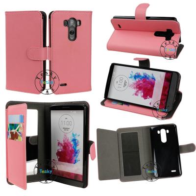 China Protective smart phone leather wallet case for LG G3 with mirror for sale