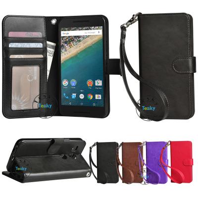 China Luxury pu leather  case for LG Nexus 5x with wrist strap,OEM and ODM welcome for sale