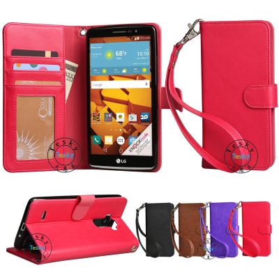 China Top quality pu leather wallet case for LG G stylo with wrist strap,OEM and ODM welcome for sale