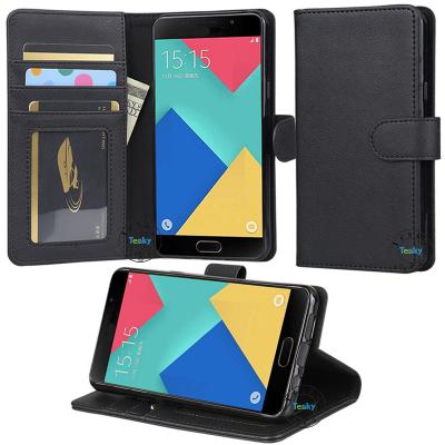 China pu leather mobile phone case for samsung galaxy A7 with magnetic closure and card slots for sale