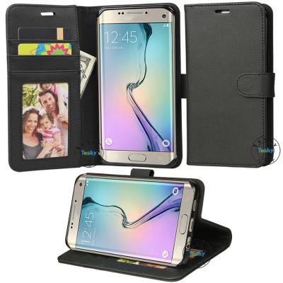 China pu leather wallet card flip open case cover pouch for samsung galaxy s7 edge for sale