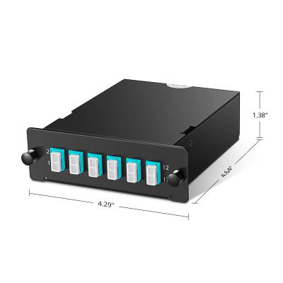 China 1 MTP To 6 LC Duplex Fiber Cassette enclosure 12 Fibers OM4 Multimode Type A for sale