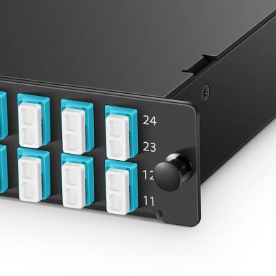 China 2 MTP To 12 Lc Duplex Patch Panel Connector 24 Fibers OM4 Multimode Type AF for sale