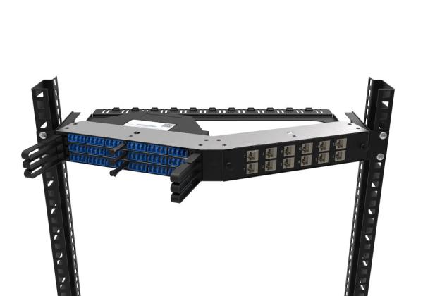 Quality Rongbang RBTX-PP04 1U High Density Frame Hybrid Fiber & Copper Angled Modular for sale