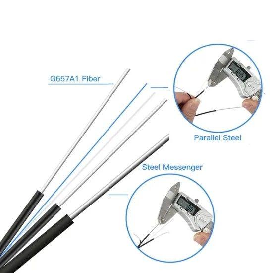 PVC or LSZH Jacket Messenger Wire FTTH Drop Cable Fiber Optic installation example