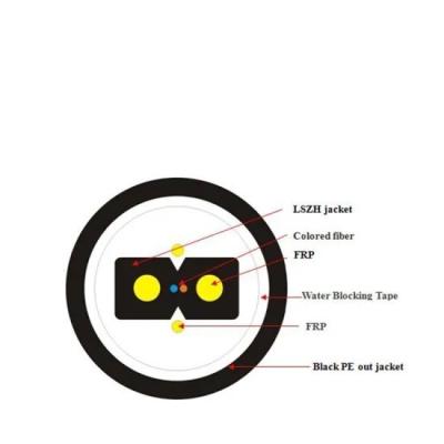 중국 G657A1 활형 드롭 광섬유 케이블 2 코어 실내 FTTH 판매용
