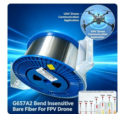 China Hot Sale Bare G657A2 Fiber Optic 0.2mm 0.25mm 0.27mm Communication 50.4KM Spool Optical Fiber Single Mode for sale