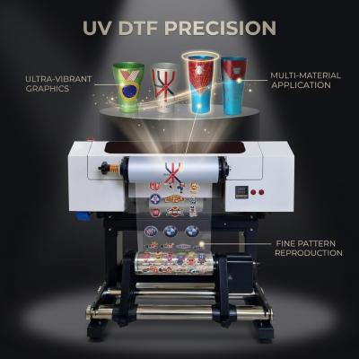 China 300mm UV DTF Printer I3200U1 Printhead CMYK White Varnish Bright Colorful Output Machine for sale