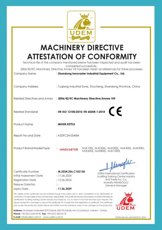 CE - Shandong Innovaster Industrial Equipment Co., Ltd.