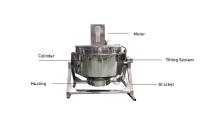 China Stainless Steel Jacketed Kettle 200L for Tomato Sauce Chilli Paste with PTFE Scraper Agitator for sale
