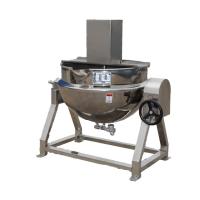 China Hand Tilting Steam Heated Jacketed Kettle 200L with Agitator for Meat Processing for sale